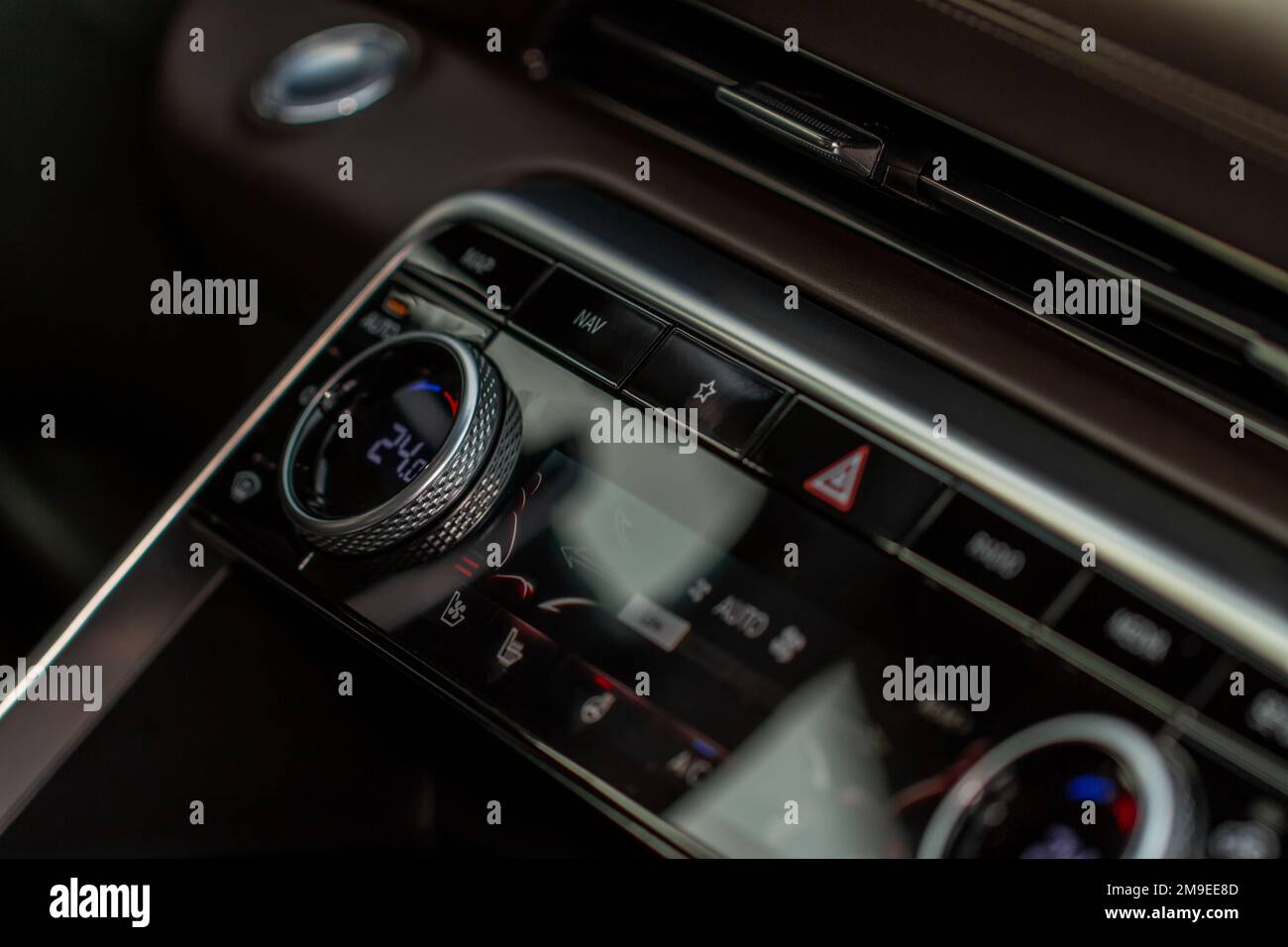 Modern car. Driver’s temperature control. Car air conditioning system ...