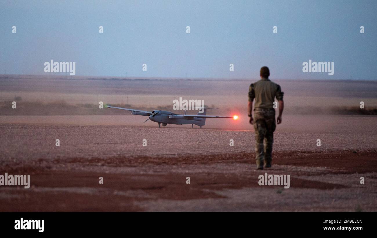 A member of the 33rd Special Operations Squadron JUMP 20 unmanned ...