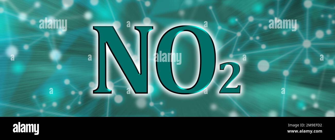 NO2 symbol. Nitrogen dioxide molecule on green network background Stock ...