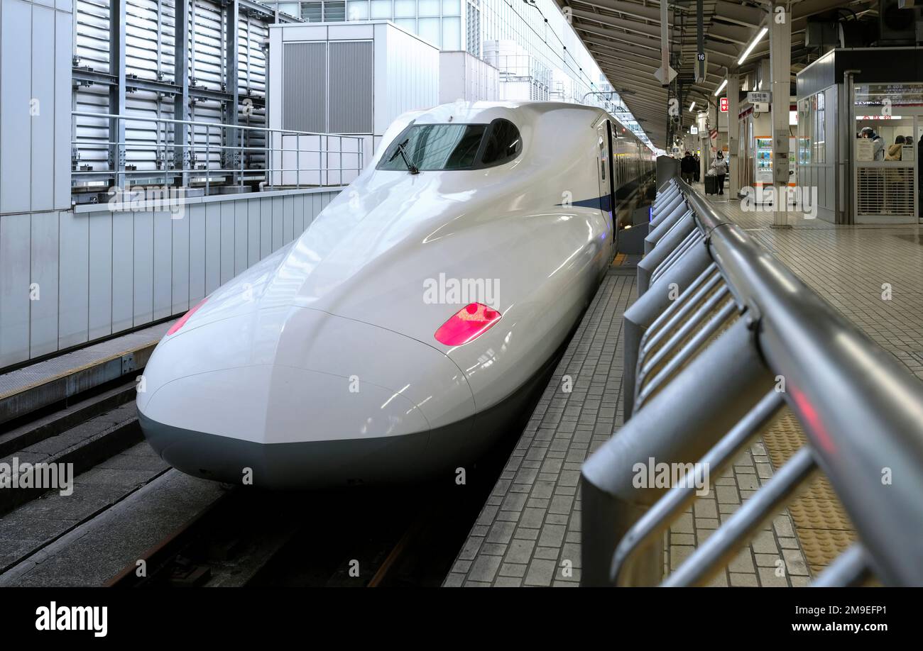 Tokyo, Japan - January 3, 2023: The Shinkansen bullet train waiting for passengers at the ...