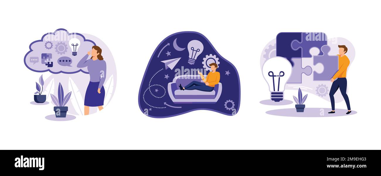 Brain Activity Thinking And Imagination Problem Solving Brainstorming Idea And Fantasy