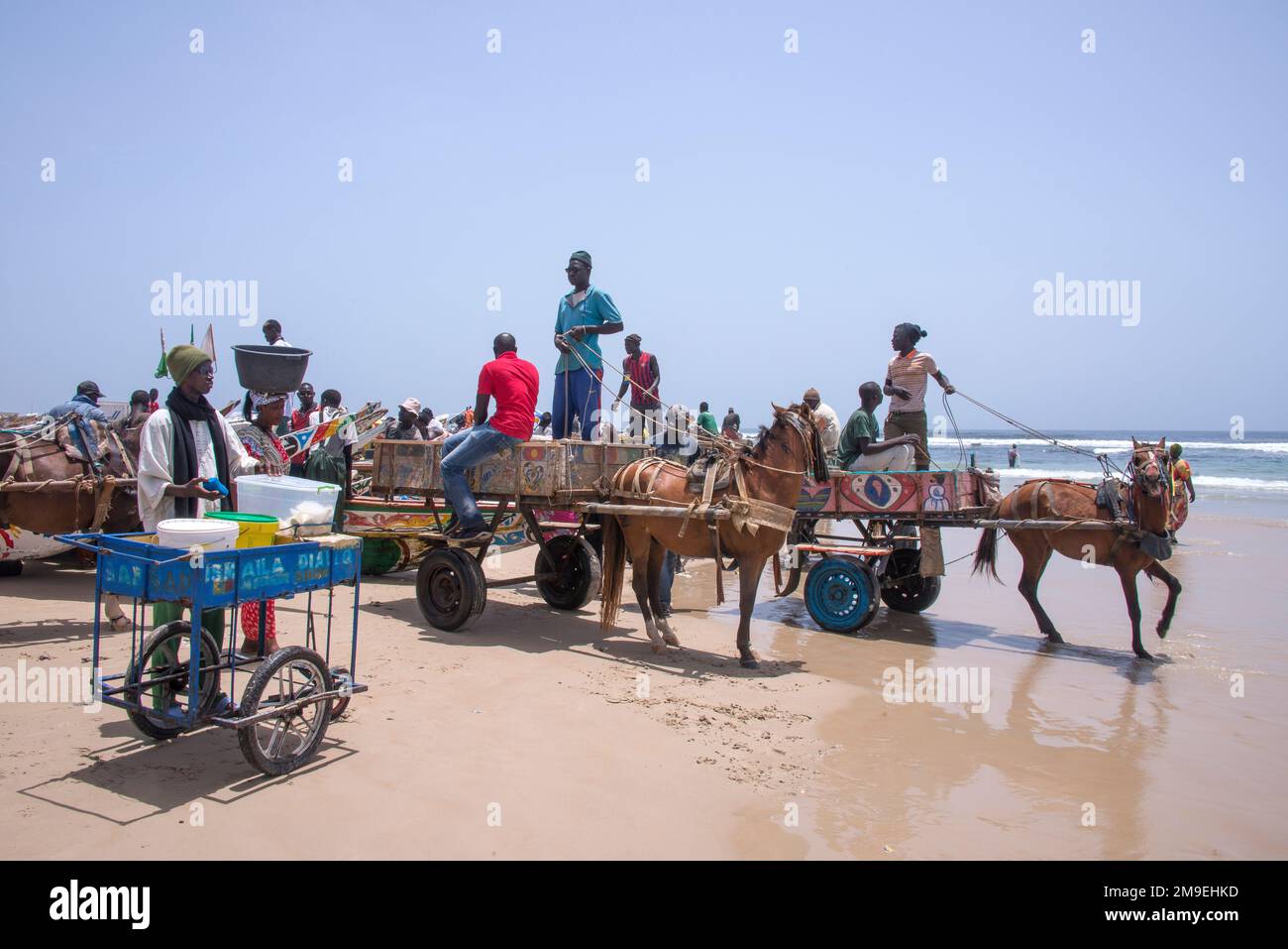 Fish market on Yoff beach in the coastal area of the city of Dakar, the ...