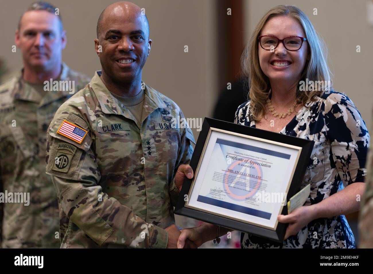 U.S. Army Central’s Commanding General, Lt. Gen. Ronald Clark, presents ...