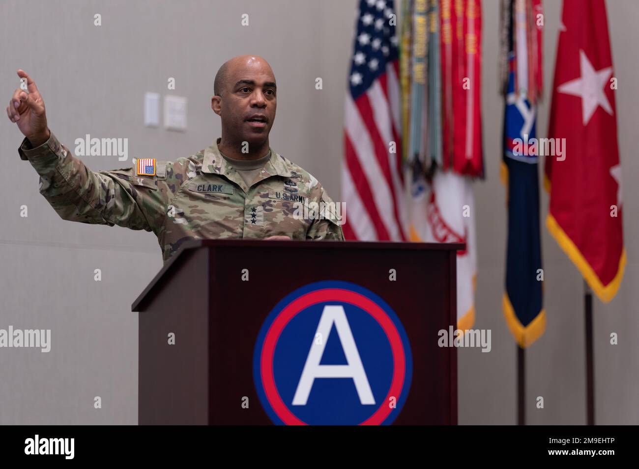 U.S. Army Central’s Commanding General, Lt. Gen. Ronald Clark, speaks ...