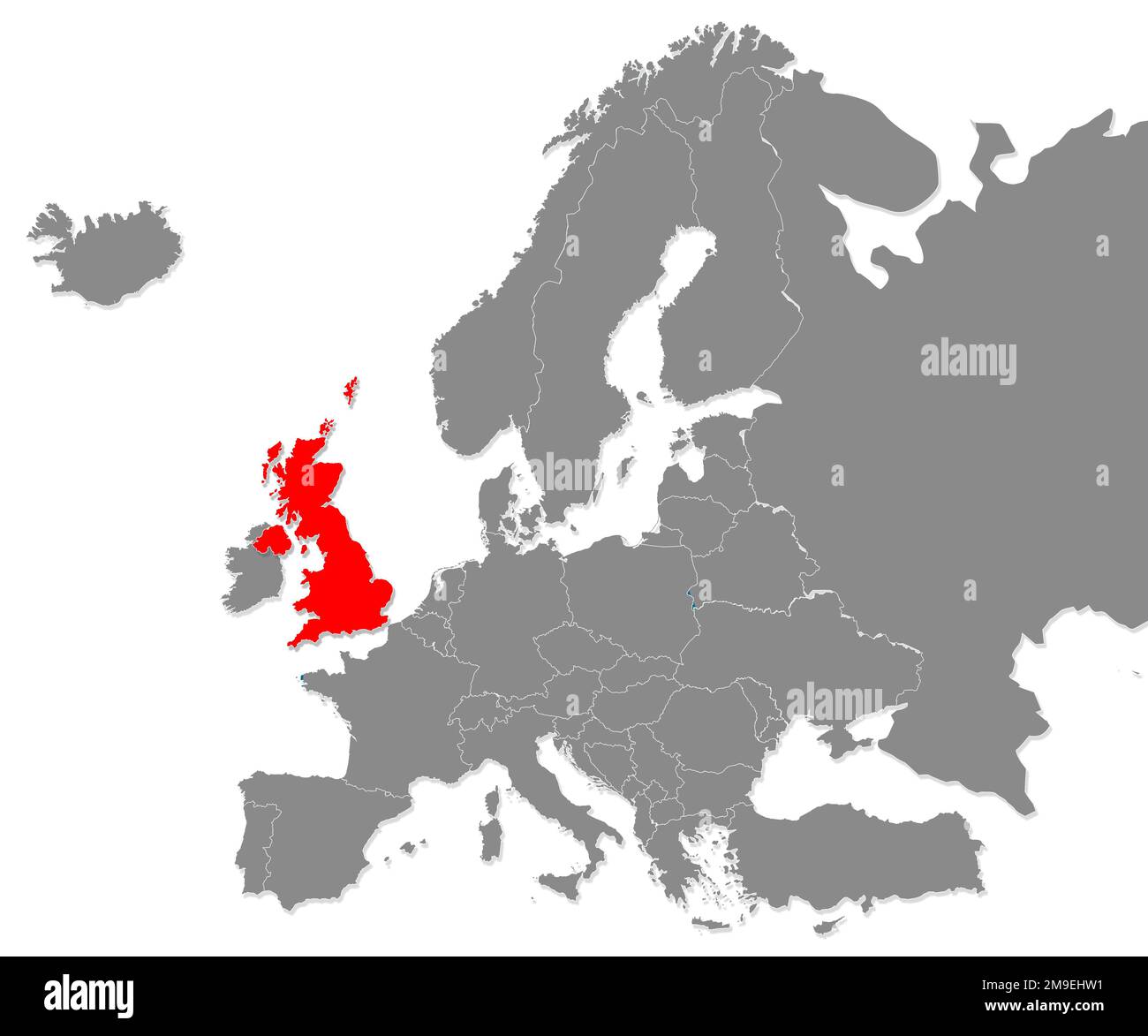 Map of United Kingdom highligted with red in Europe Map. 3d rendering ...