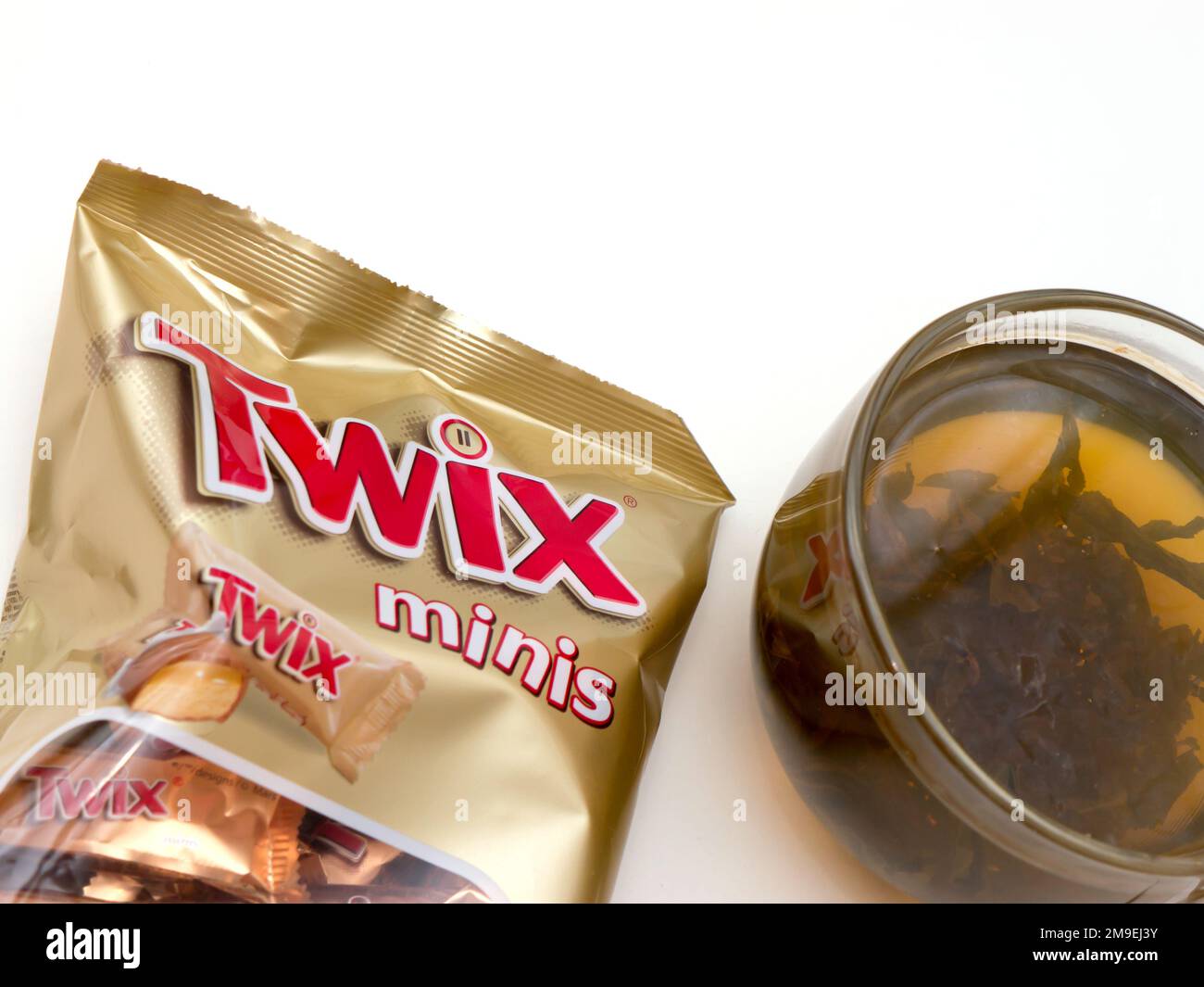 Twix minis cookie bars on white background.Twix is a chocolate bar made ...