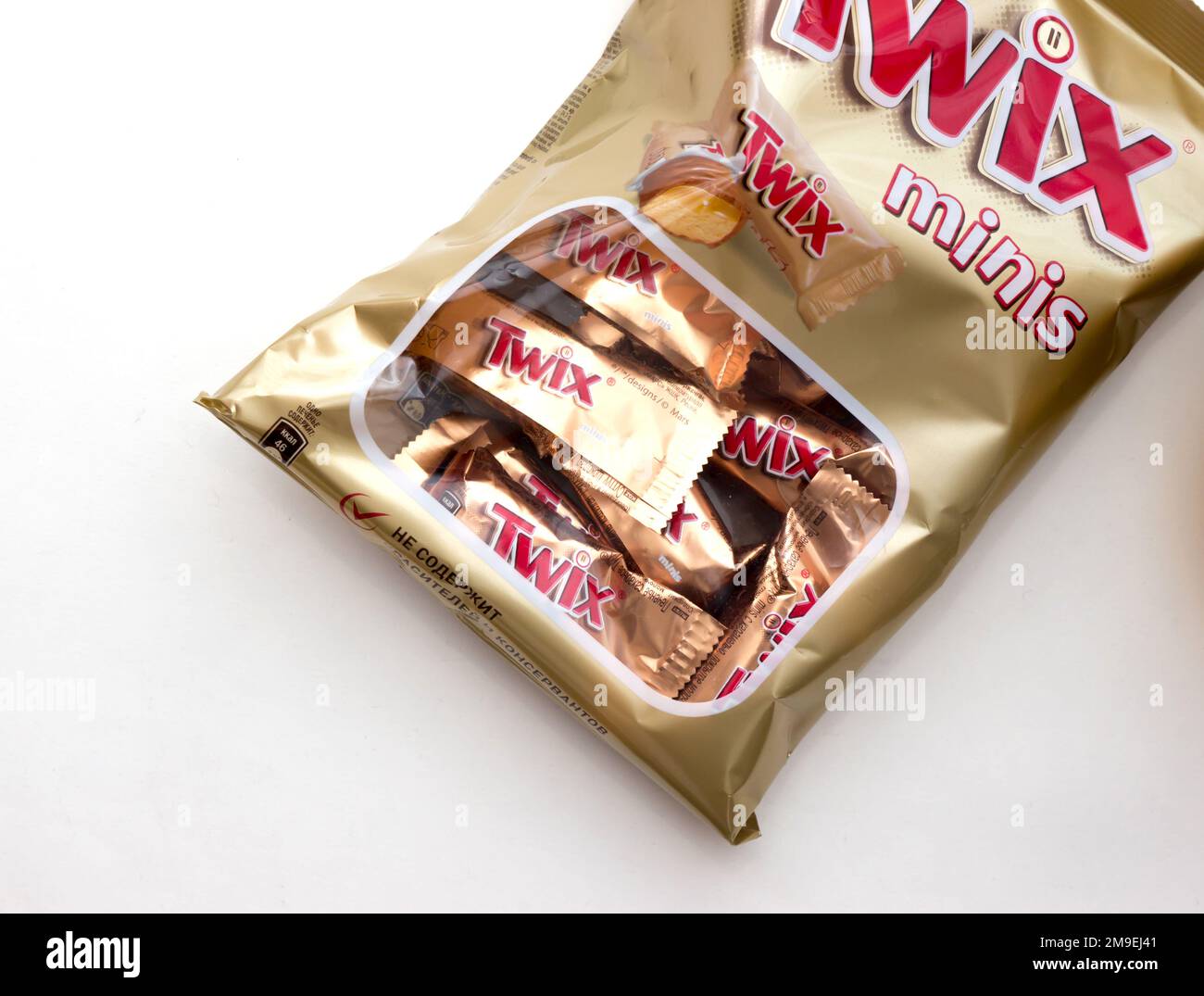 Twix minis cookie bars on white background.Twix is a chocolate bar made ...