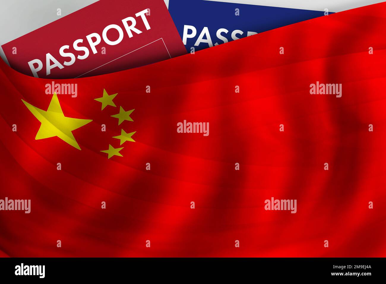 Chinese flag background and passport of China. Citizenship, official ...
