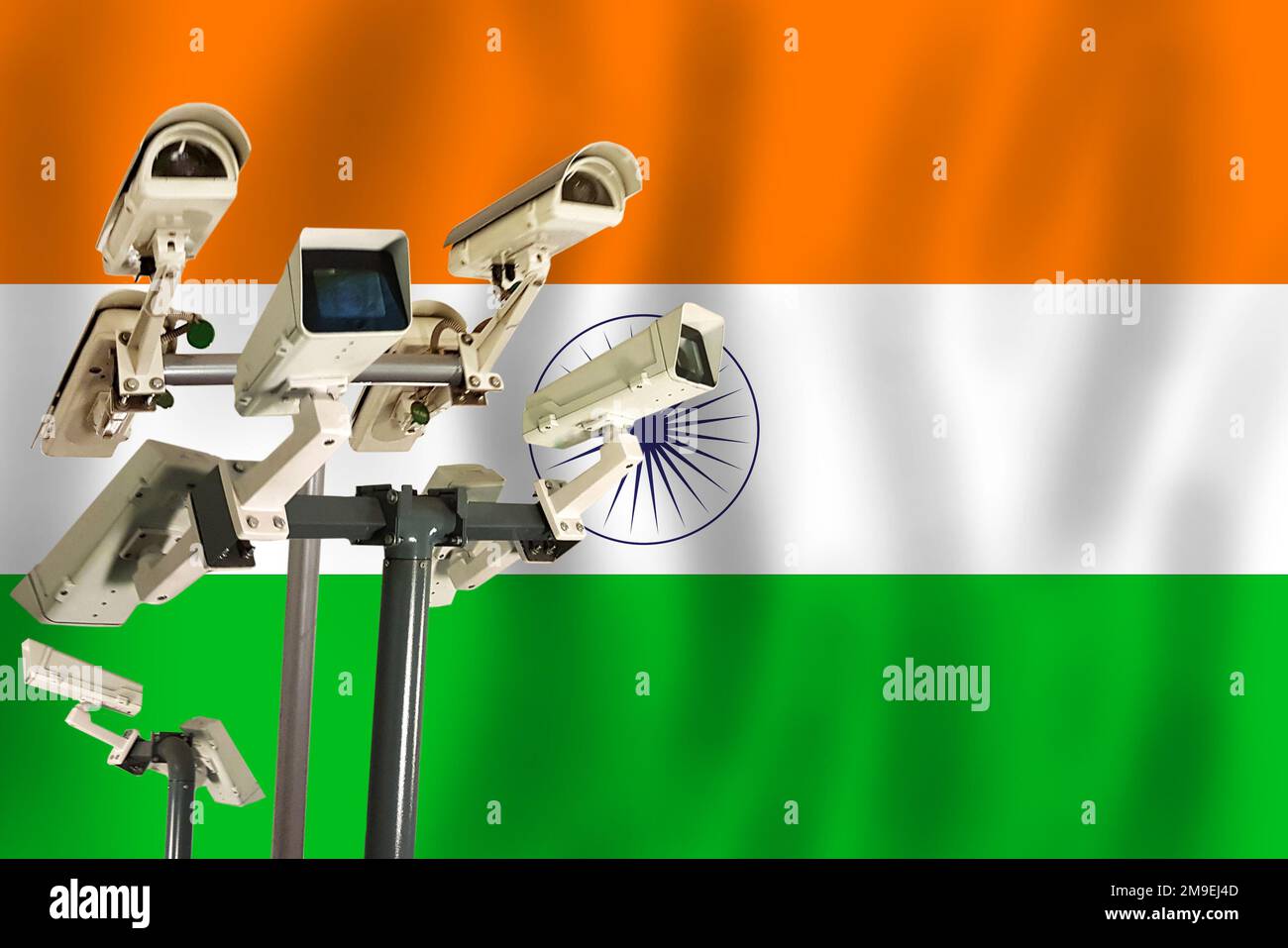 Indian CCTV camera on the flag of India Surveillance, security, control ...
