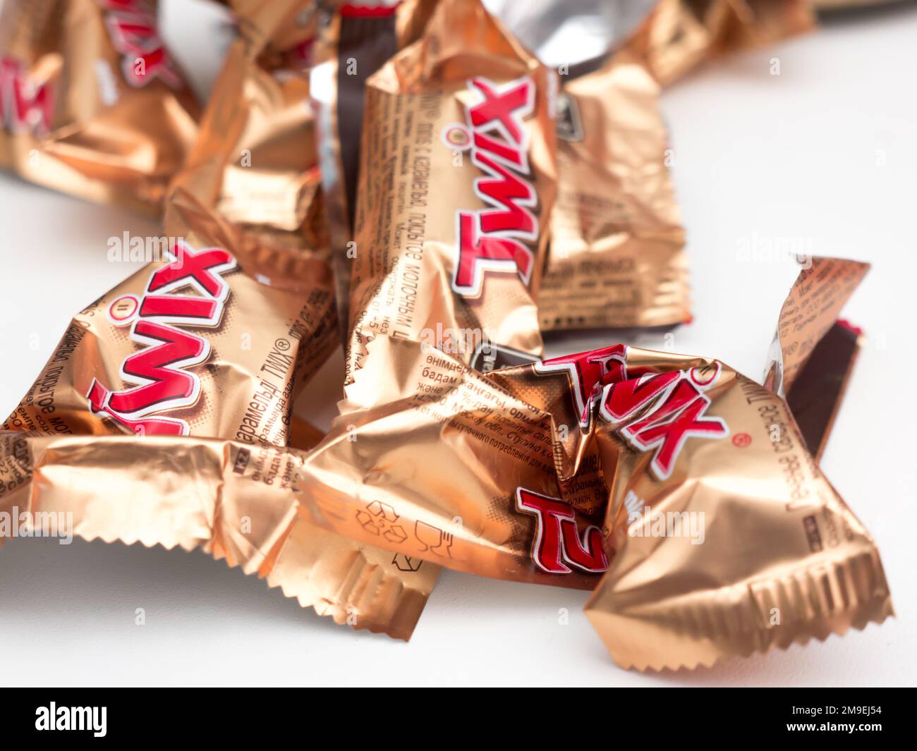Twix minis cookie bars on white background.Twix is a chocolate bar made ...