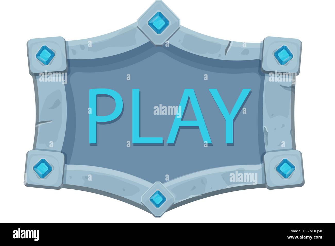 Stone frame button play with border and gemstones, shield shape, empty ...