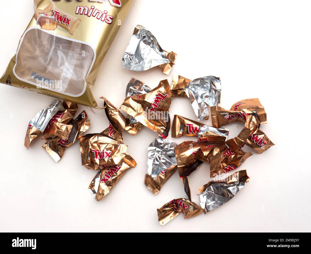 Twix minis cookie bars on white background.Twix is a chocolate bar made ...