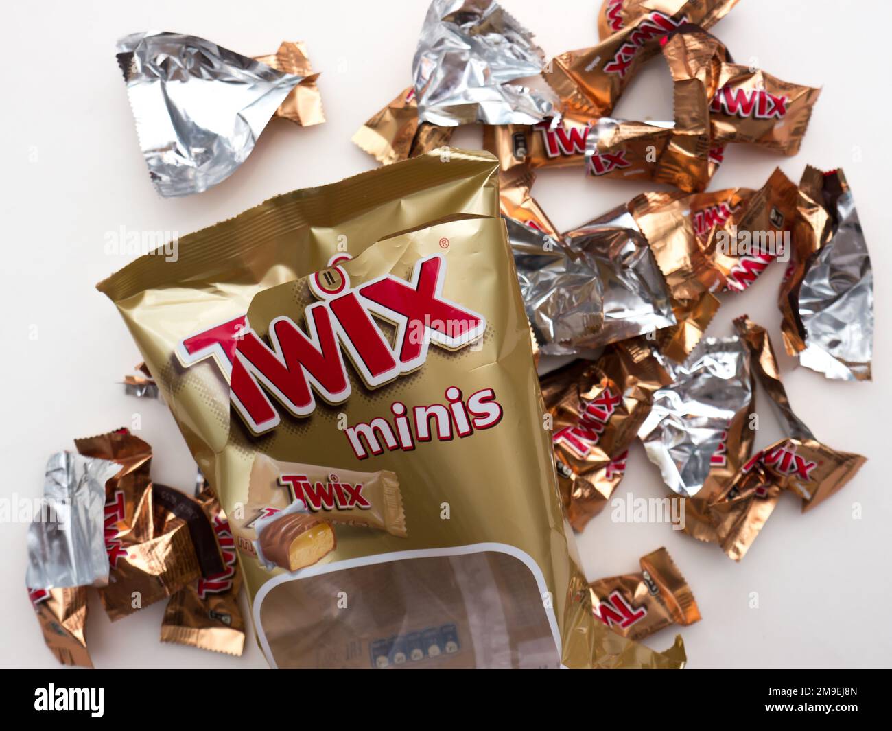 Twix minis cookie bars on white background.Twix is a chocolate bar made ...