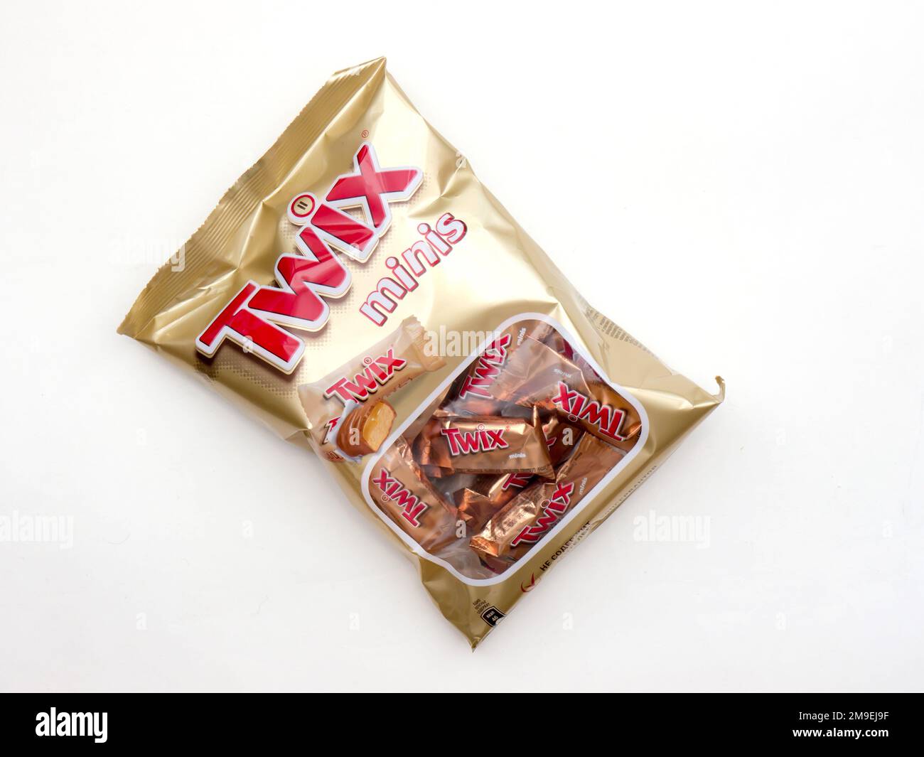 Twix minis cookie bars on white background.Twix is a chocolate bar made ...