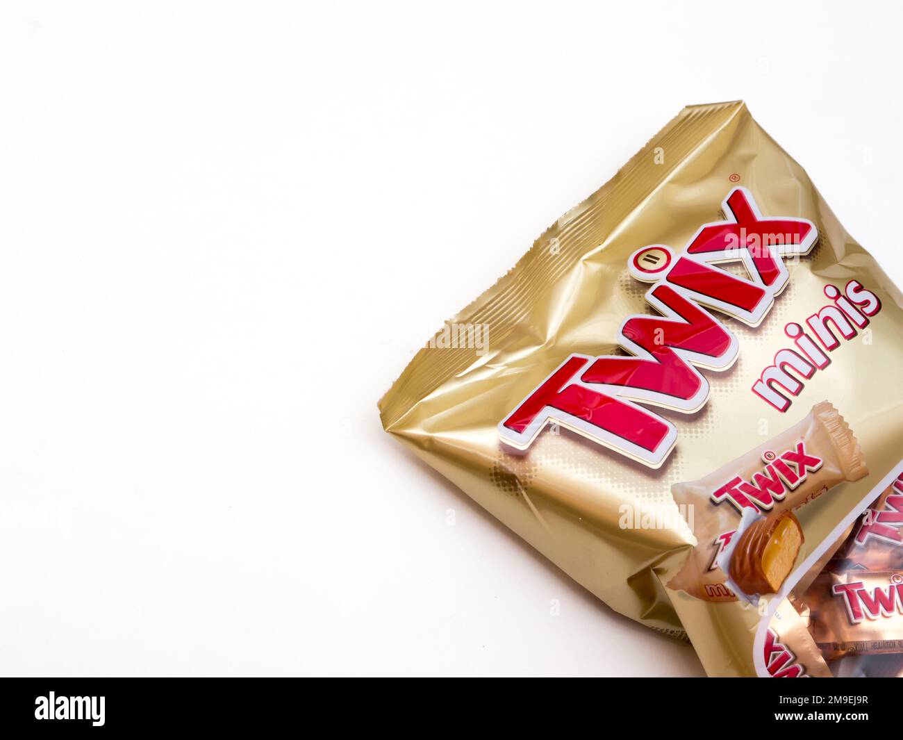 Twix minis cookie bars on white background.Twix is a chocolate bar made ...