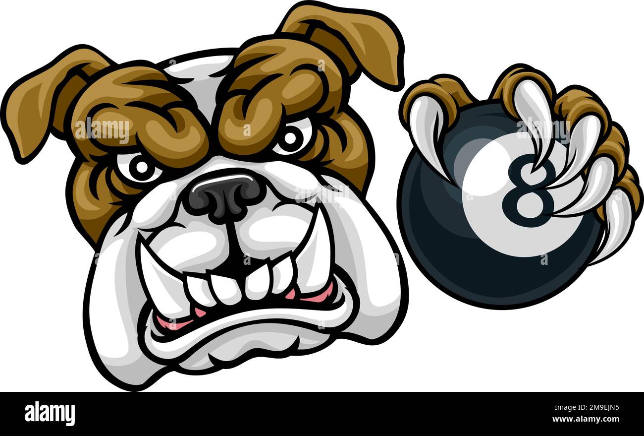Bulldog Dog Angry Pool Billiards Mascot Cartoon Stock Vector Image ...
