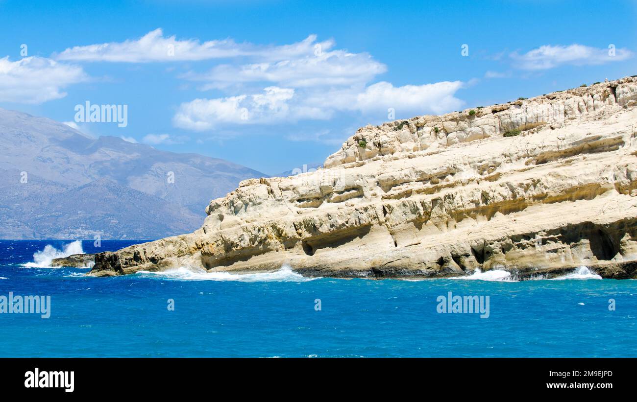A beautiful view of Matala beach in Greece Stock Photo - Alamy