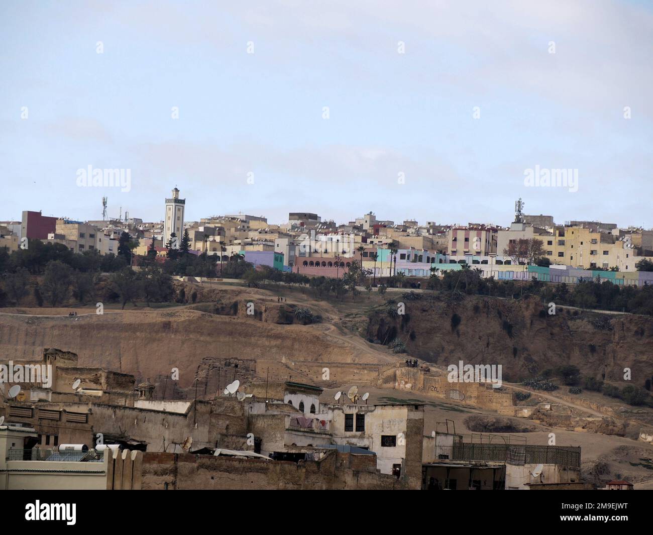 Aerial view of the Fez el Bali medina. Panorama cityscape of the oldest ...