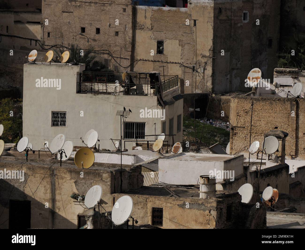 Aerial view of the Fez el Bali medina. Panorama cityscape of the oldest ...