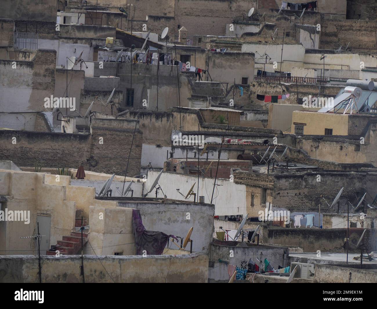 Aerial view of the Fez el Bali medina. Panorama cityscape of the oldest ...
