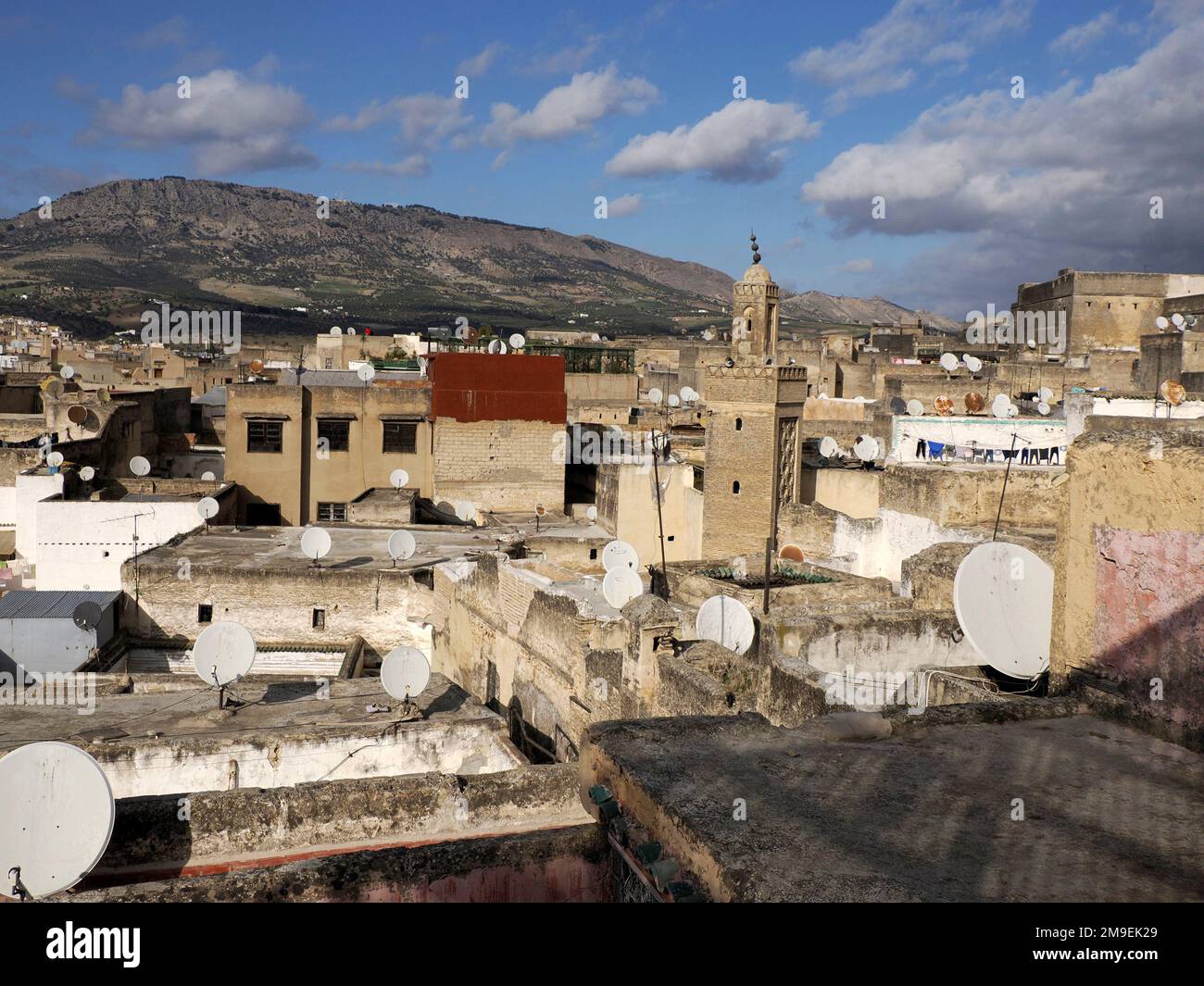Aerial view of the Fez el Bali medina. Panorama cityscape of the oldest ...