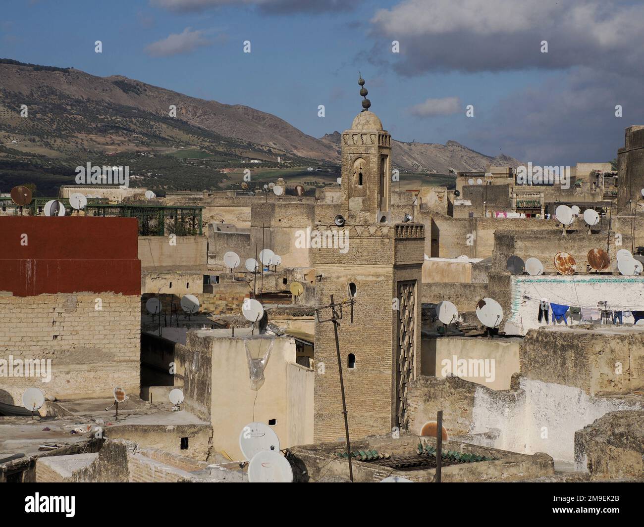 Aerial view of the Fez el Bali medina. Panorama cityscape of the oldest ...