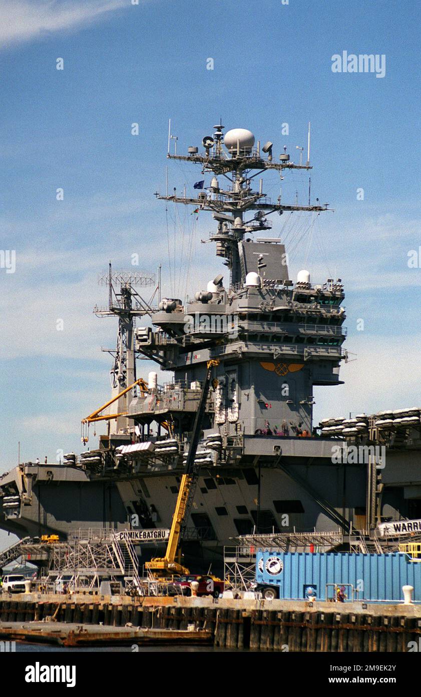 View of the island structure and antenna array of the Nuclear-Powered ...