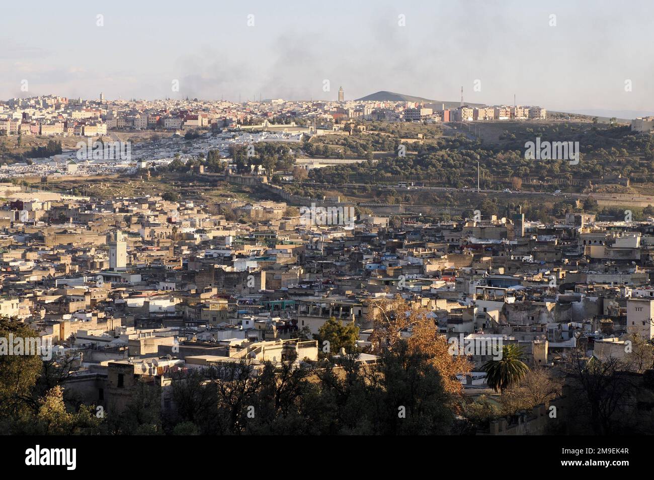 Aerial view of the Fez el Bali medina. Panorama cityscape of the oldest ...