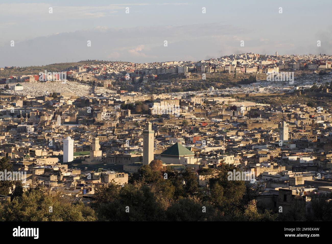 Aerial view of the Fez el Bali medina. Panorama cityscape of the oldest ...
