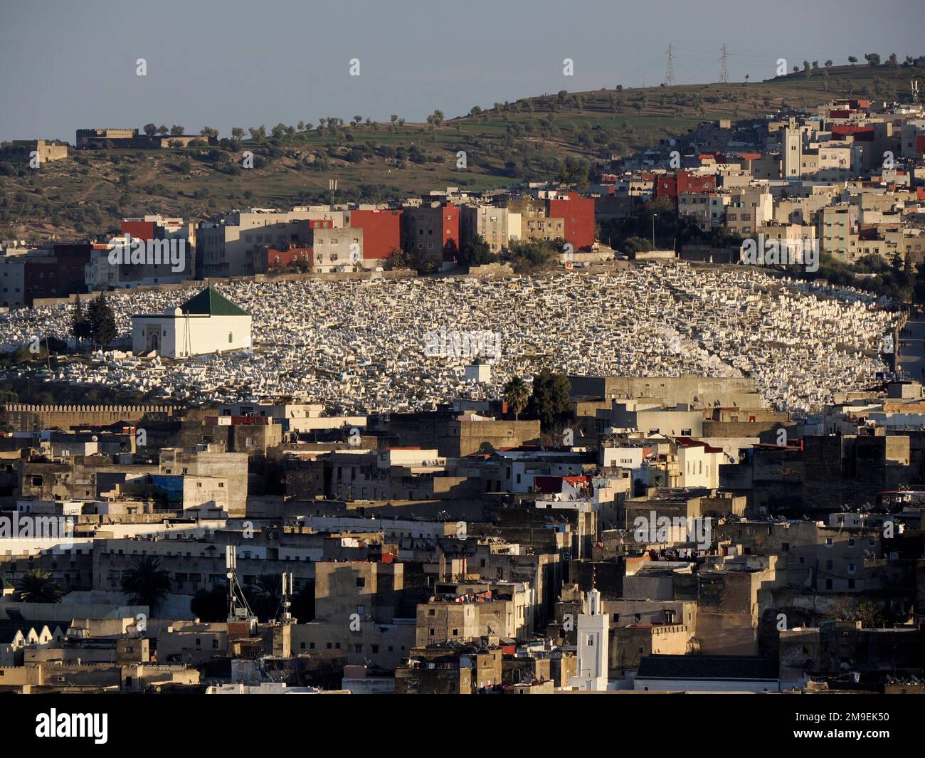 Aerial view of the Fez el Bali medina. Panorama cityscape of the oldest ...