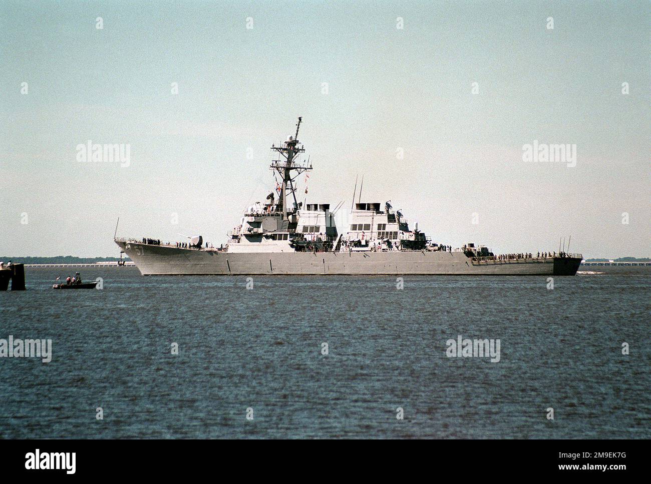Port side rear view of the Arleigh Burke Class Guided Missile Destroyer ...