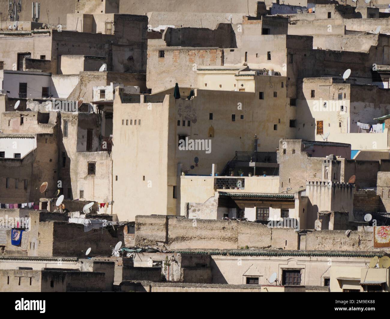 Aerial view of the Fez el Bali medina. Panorama cityscape of the oldest ...