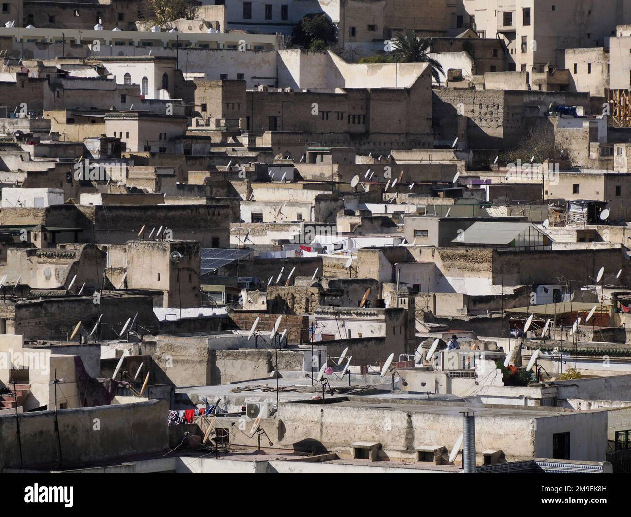 Aerial view of the Fez el Bali medina. Panorama cityscape of the oldest ...