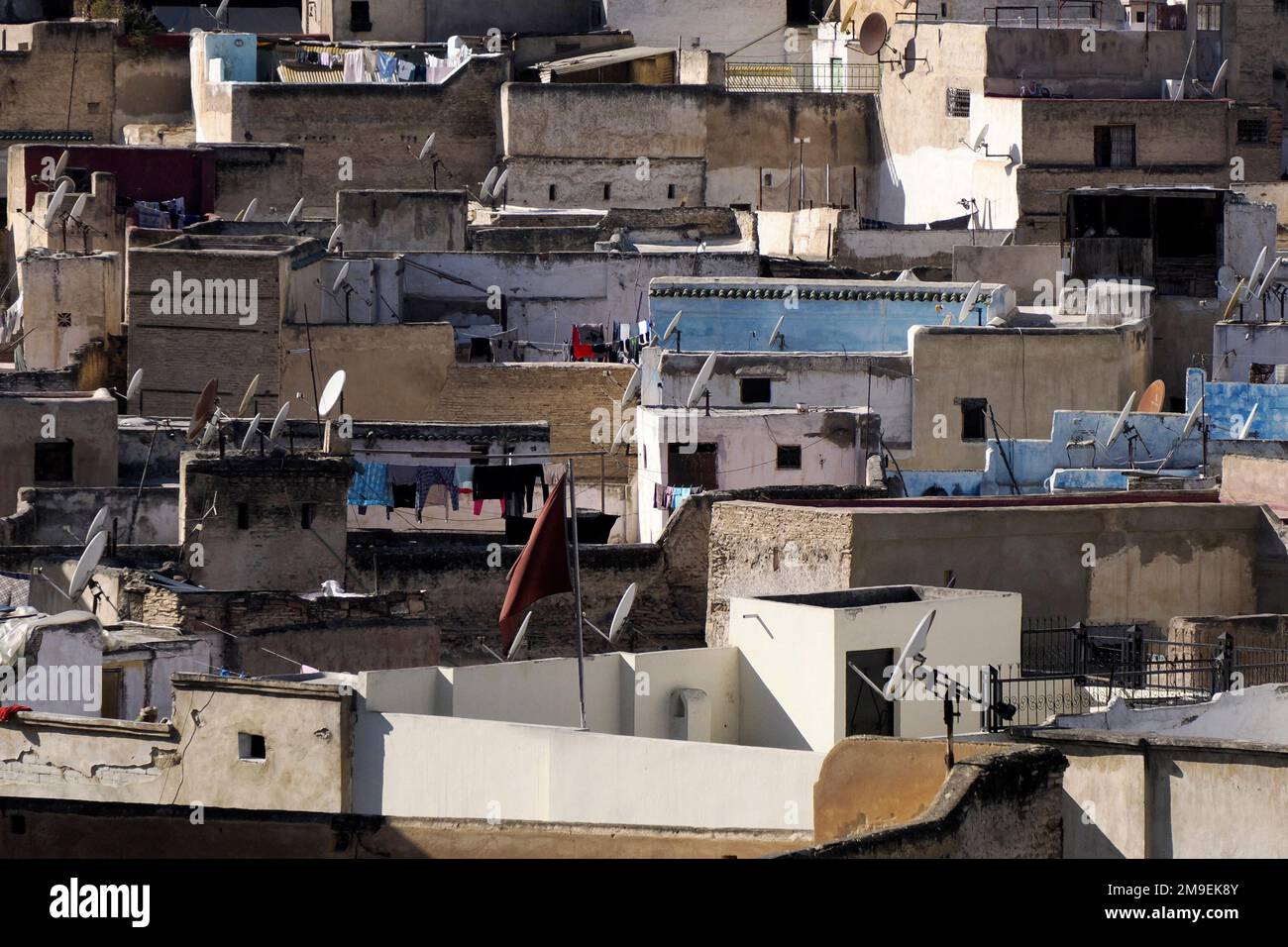 Aerial view of the Fez el Bali medina. Panorama cityscape of the oldest ...