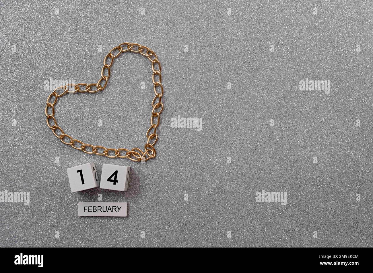 heart from a chain with numbers on a gray background. February 14 ...