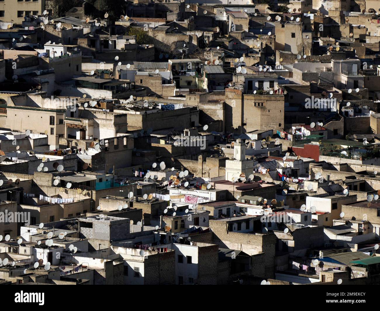 Aerial view of the Fez el Bali medina. Panorama cityscape of the oldest ...