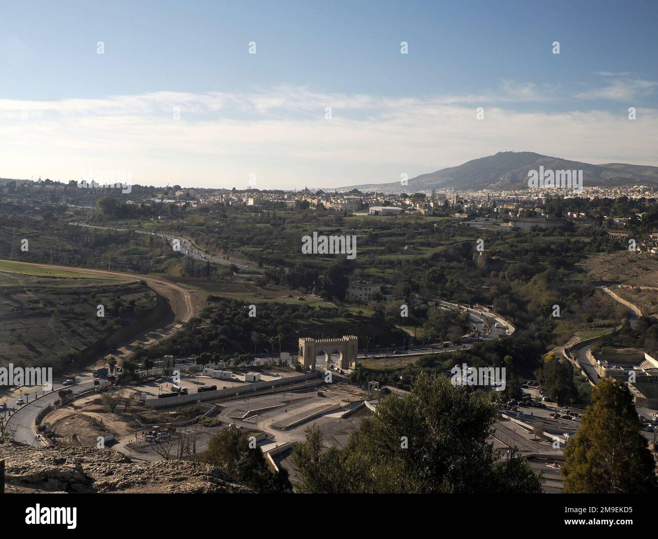 Aerial view of the Fez el Bali medina. Panorama cityscape of the oldest ...