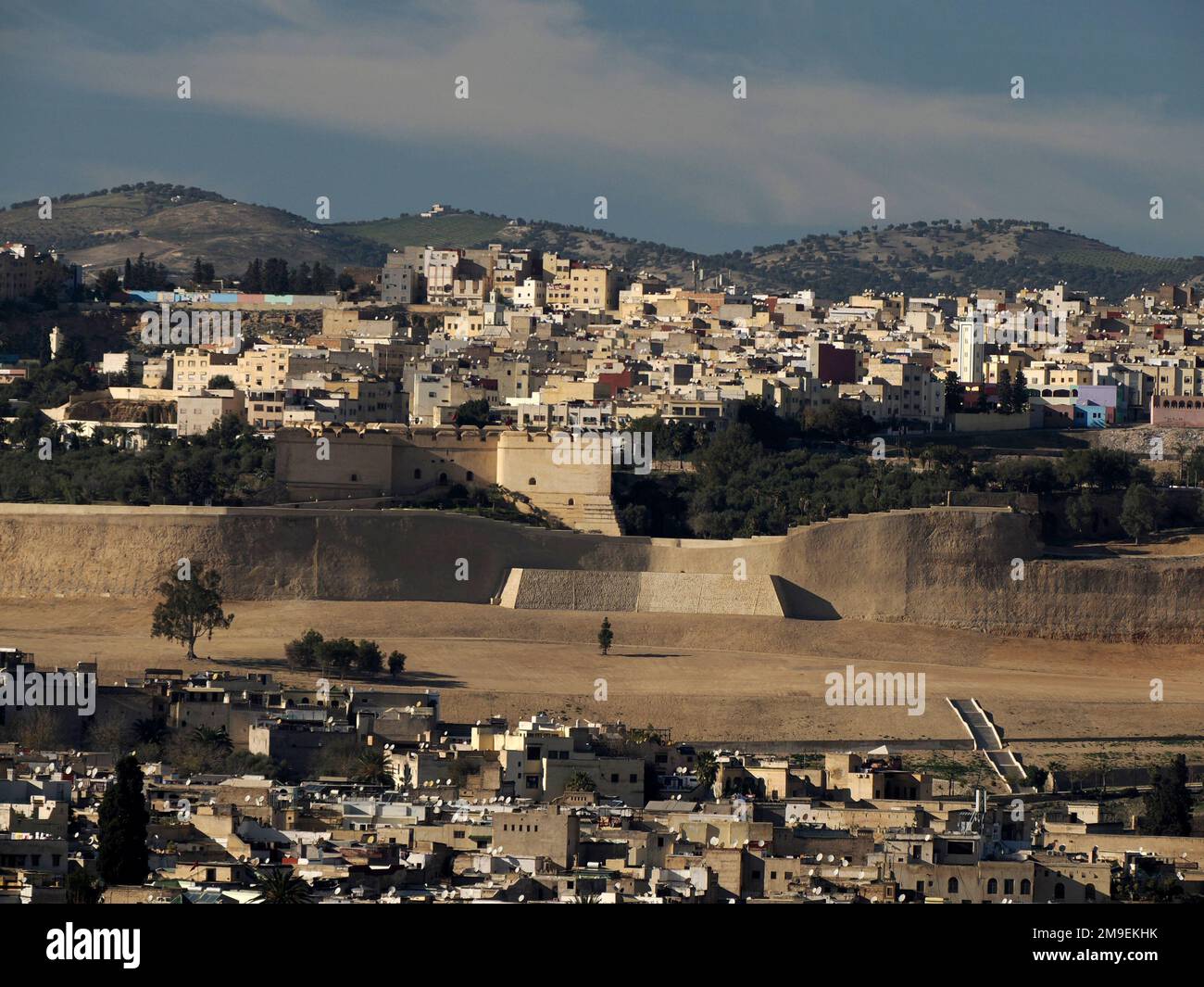 Aerial view of the Fez el Bali medina. Panorama cityscape of the oldest ...