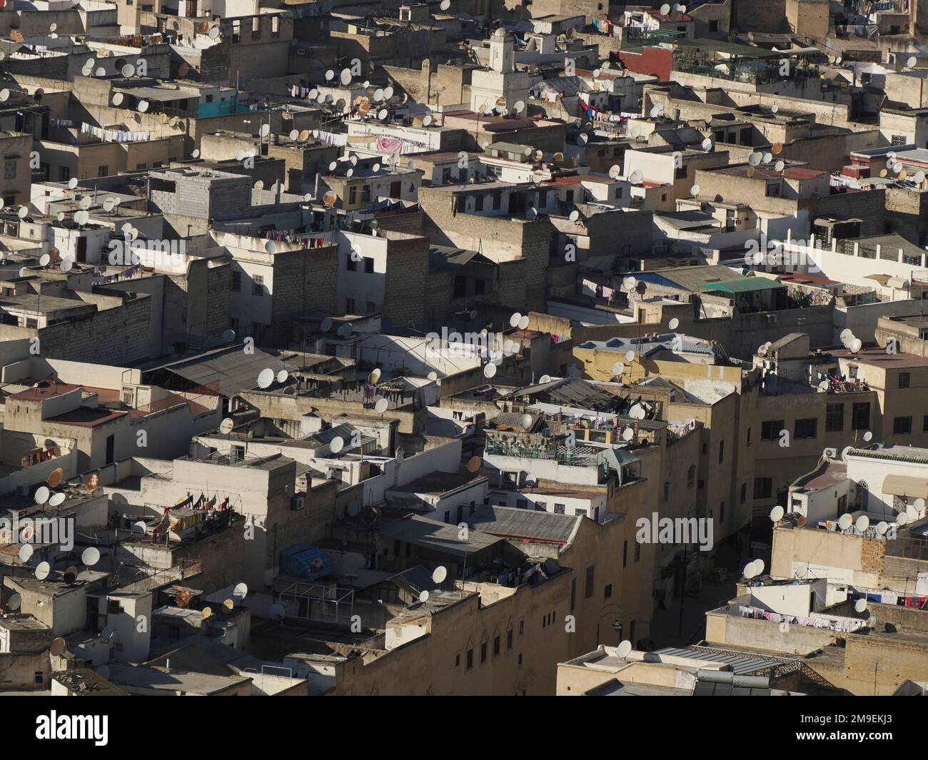 Aerial view of the Fez el Bali medina. Panorama cityscape of the oldest ...