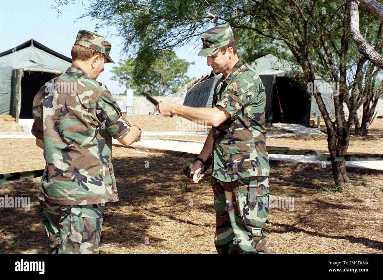 Medium shot, side view, Colonel Stefan Eisen, USAF, Commander 737th ...