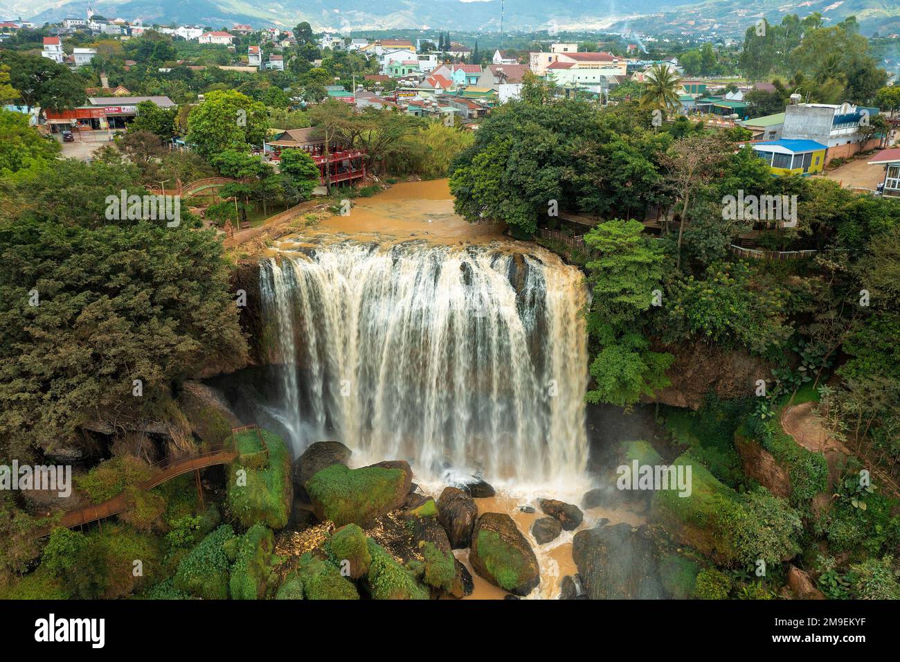 Aerial view of Elephant waterfall in rural Vietnam Stock Photo - Alamy