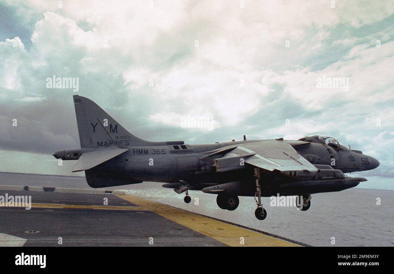 The last of six AV-8B2 Harriers attached the the Air Combat Element of ...