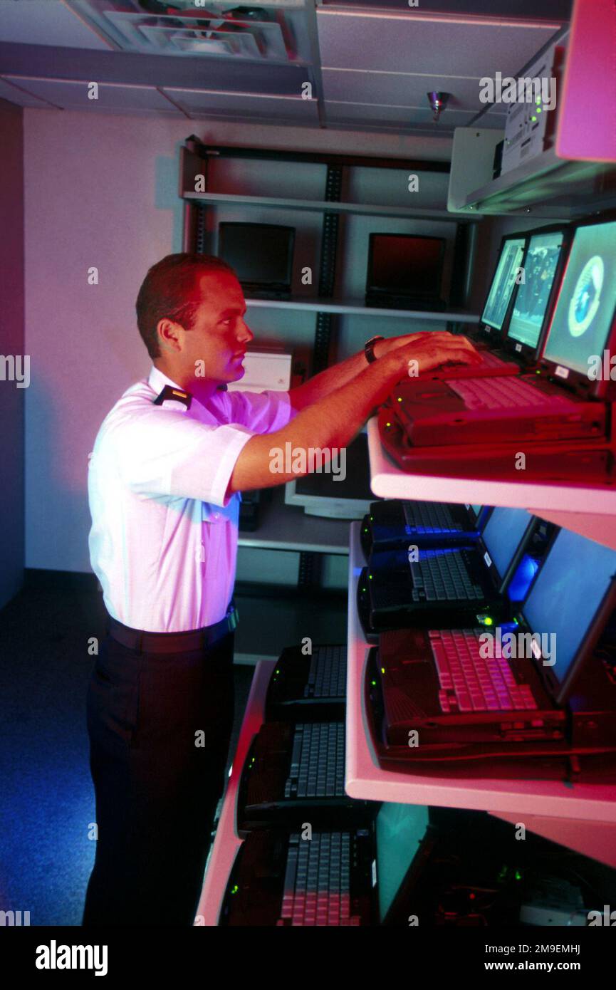 US Air Force Second Lieutenant Tim Moore checks one of the many ...