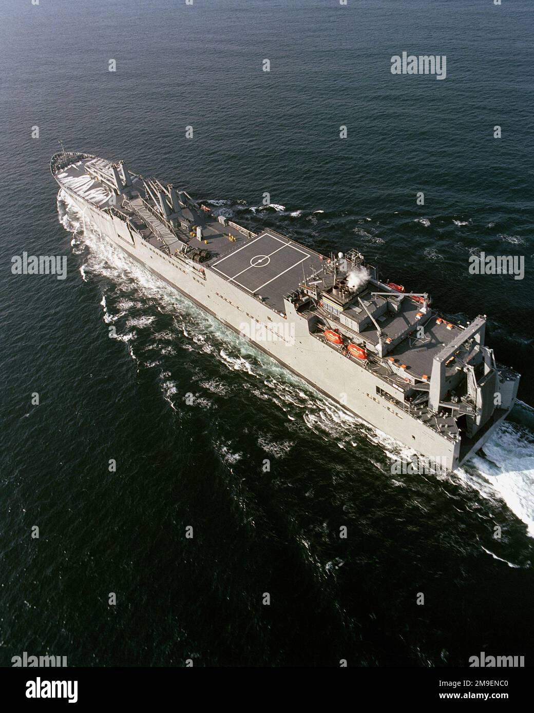 Vertical port quarter view of the MSC (Military Sealift Command) strategic heavy lift ship USNS ...