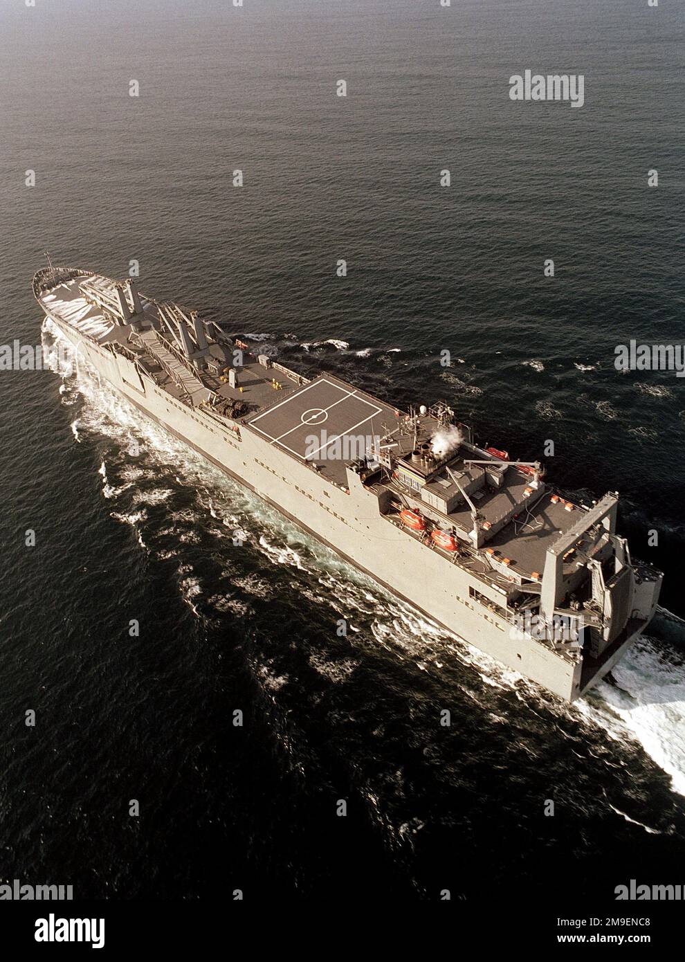 High oblique port quarter view of the Military Sealift Command (MSC) strategic heavy lift ship ...