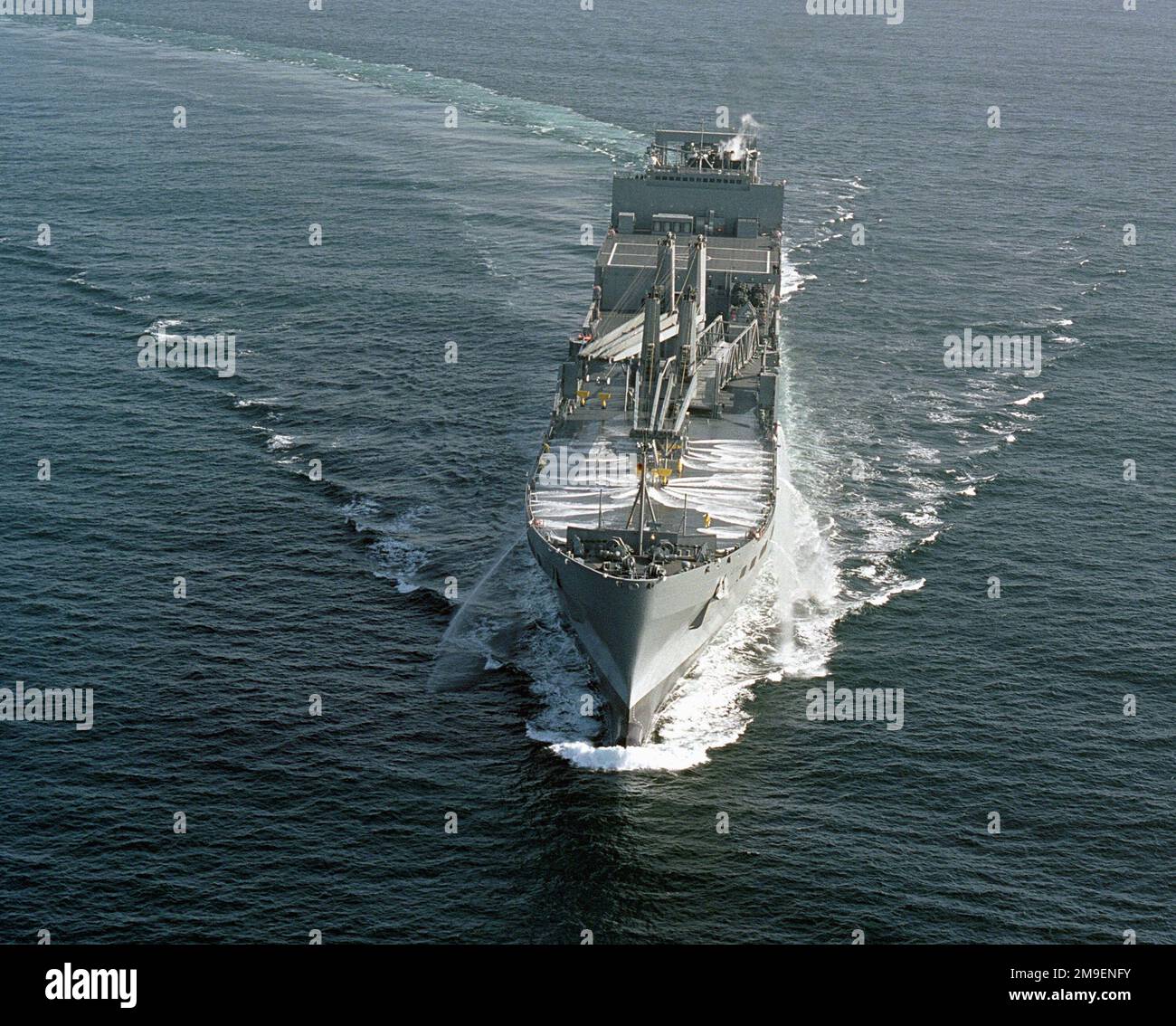 Low oblique bow view of the MSC (Military Sealift Command) strategic heavy lift ship USNS RED ...
