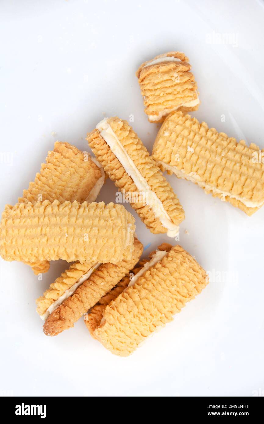homemade custard shortbread biscuits, South African favourite on rustic ...