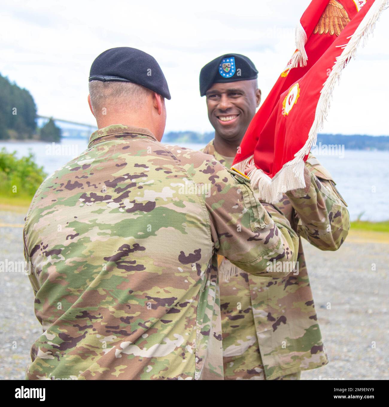 SOLO POINT, Wash. - Command Sgt. Maj. Nathanial Atkinson (right ...