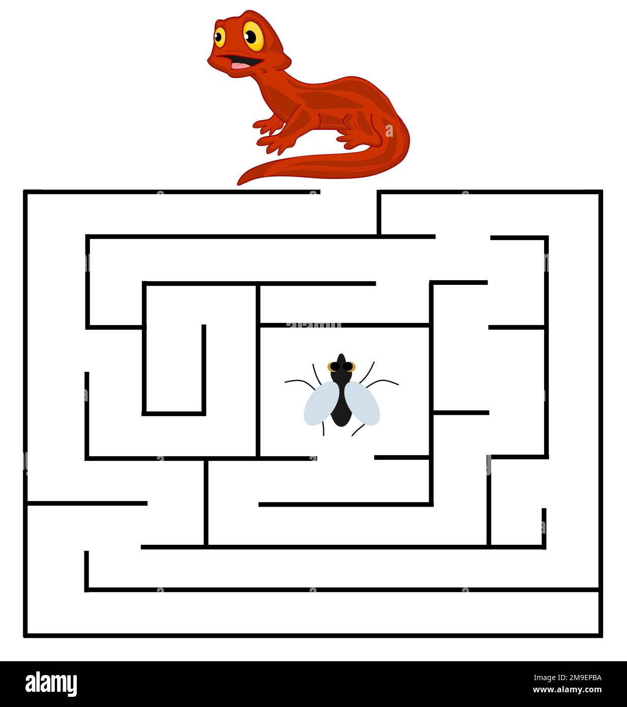 labyrinth with red lizard Stock Photo - Alamy