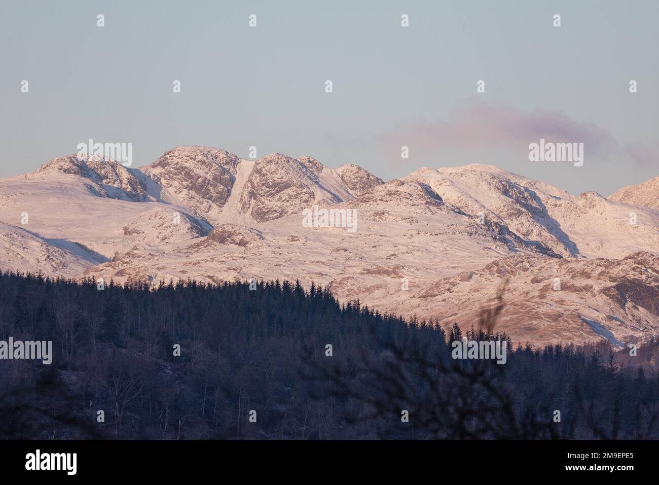 Lake Windermere Cumbria 18th January 2023 .UK Weather Sun rise over the ...